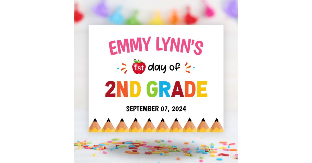 Colorful Girls First Day Of School 2nd Grade Poster | Zazzle