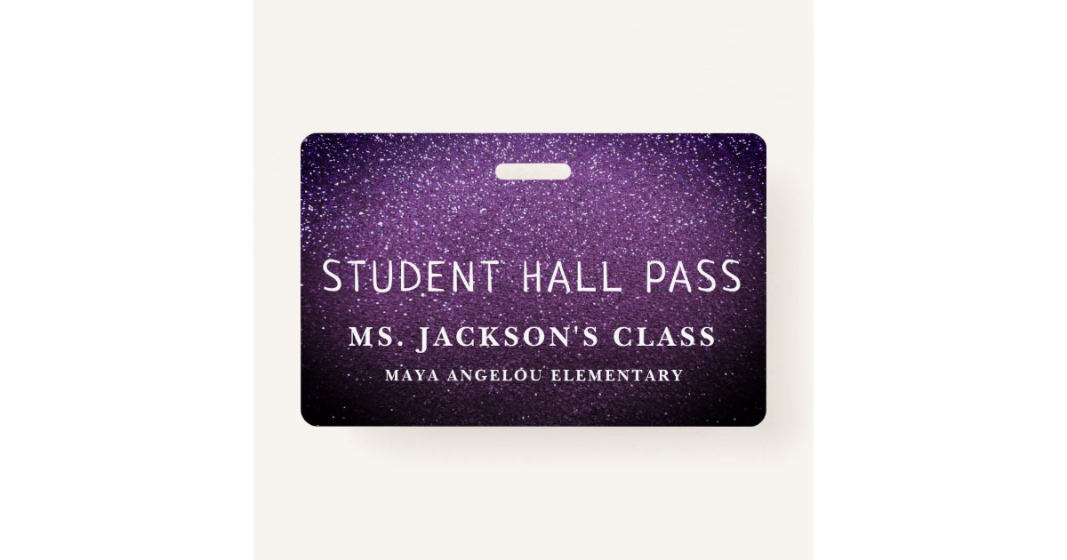 Colorful Glitter Back To School Students Hall Pass Badge | Zazzle