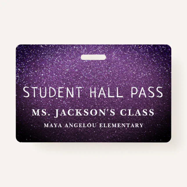 Colorful Glitter Back To School Students Hall Pass Badge | Zazzle
