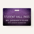 Colorful Glitter Back To School Students Hall Pass Badge | Zazzle