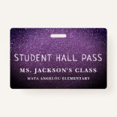 Colorful Glitter Back To School Students Hall Pass Badge | Zazzle