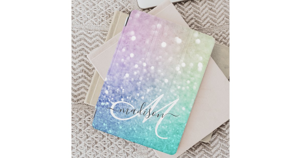 Colorful Glitter Pretty Bokeh Monogrammed iPad Mini Cover | Zazzle