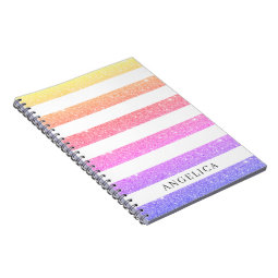 Colorful Glitter Stripes Notebook | Zazzle