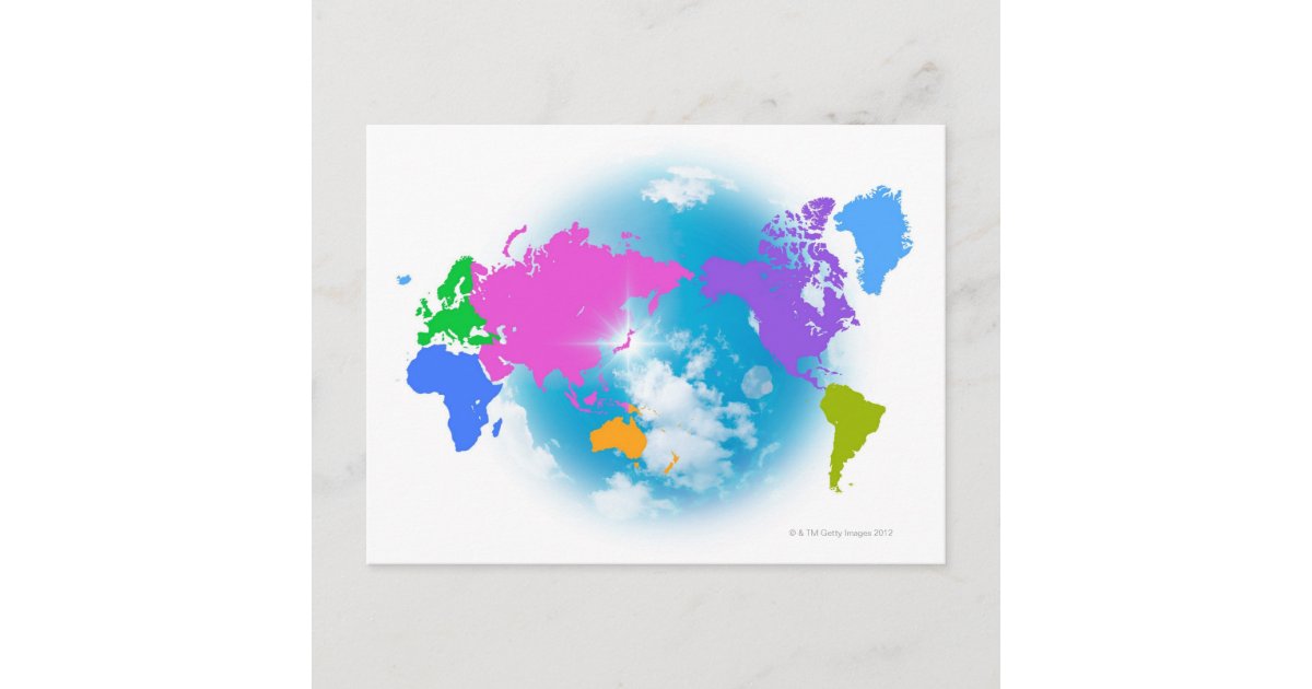 Colorful Global Map Postcard | Zazzle
