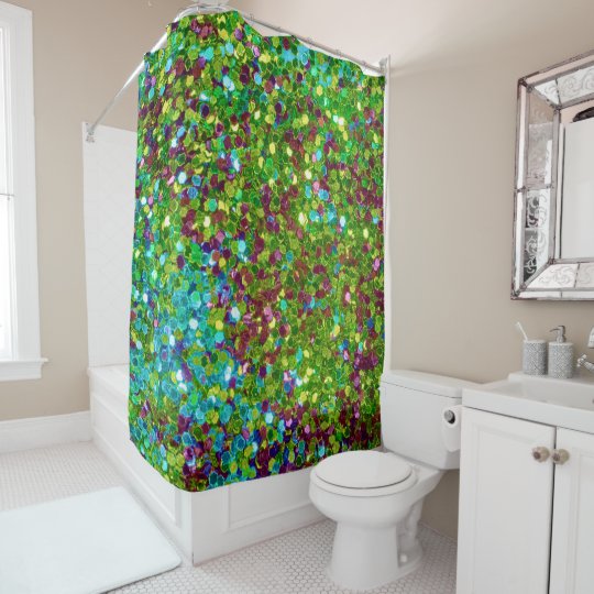 Colorful Glow Glitter Pattern Shower Curtain | Zazzle.com
