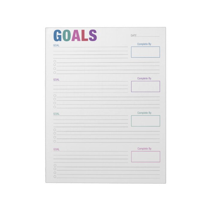 Colorful Goal Tracking Notepad | Zazzle.com