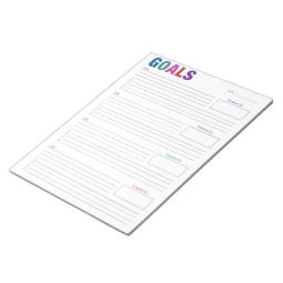 Colorful Goal Tracking Notepad | Zazzle