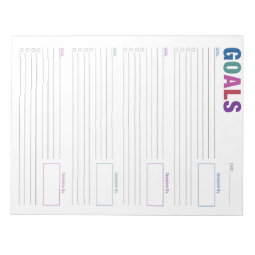 Colorful Goal Tracking Notepad | Zazzle