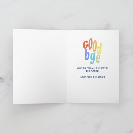 Colorful Goodbye and Good Luck Farewell Card | Zazzle