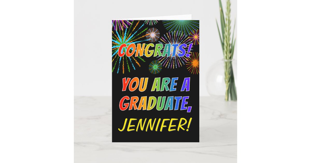 Colorful Graduation Congratulations + Custom Name Card | Zazzle