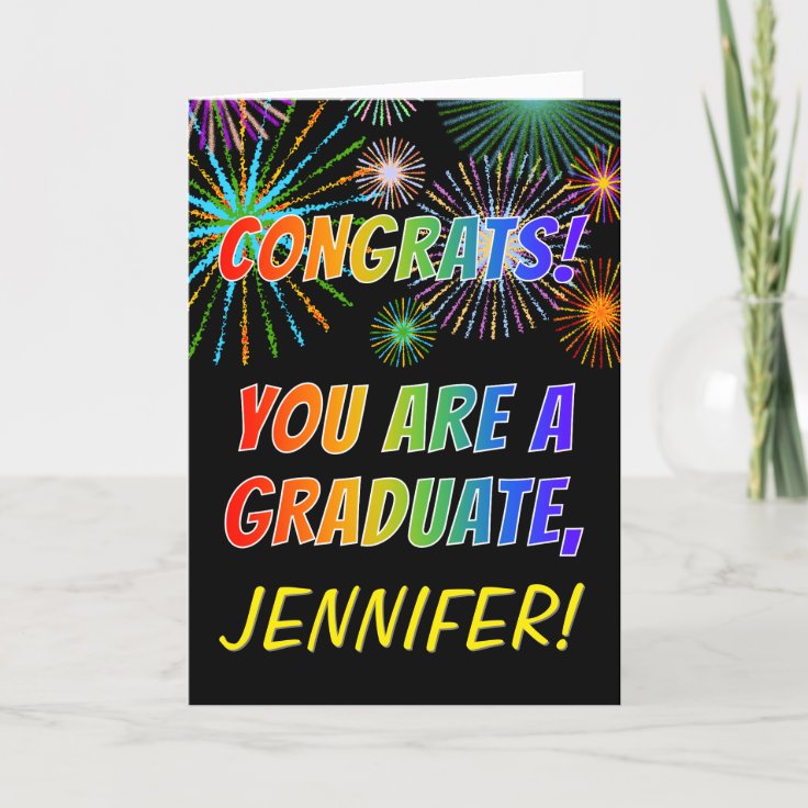 Colorful Graduation Congratulations + Custom Name Card | Zazzle
