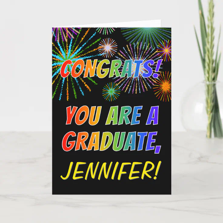 Colorful Graduation Congratulations + Custom Name Card | Zazzle