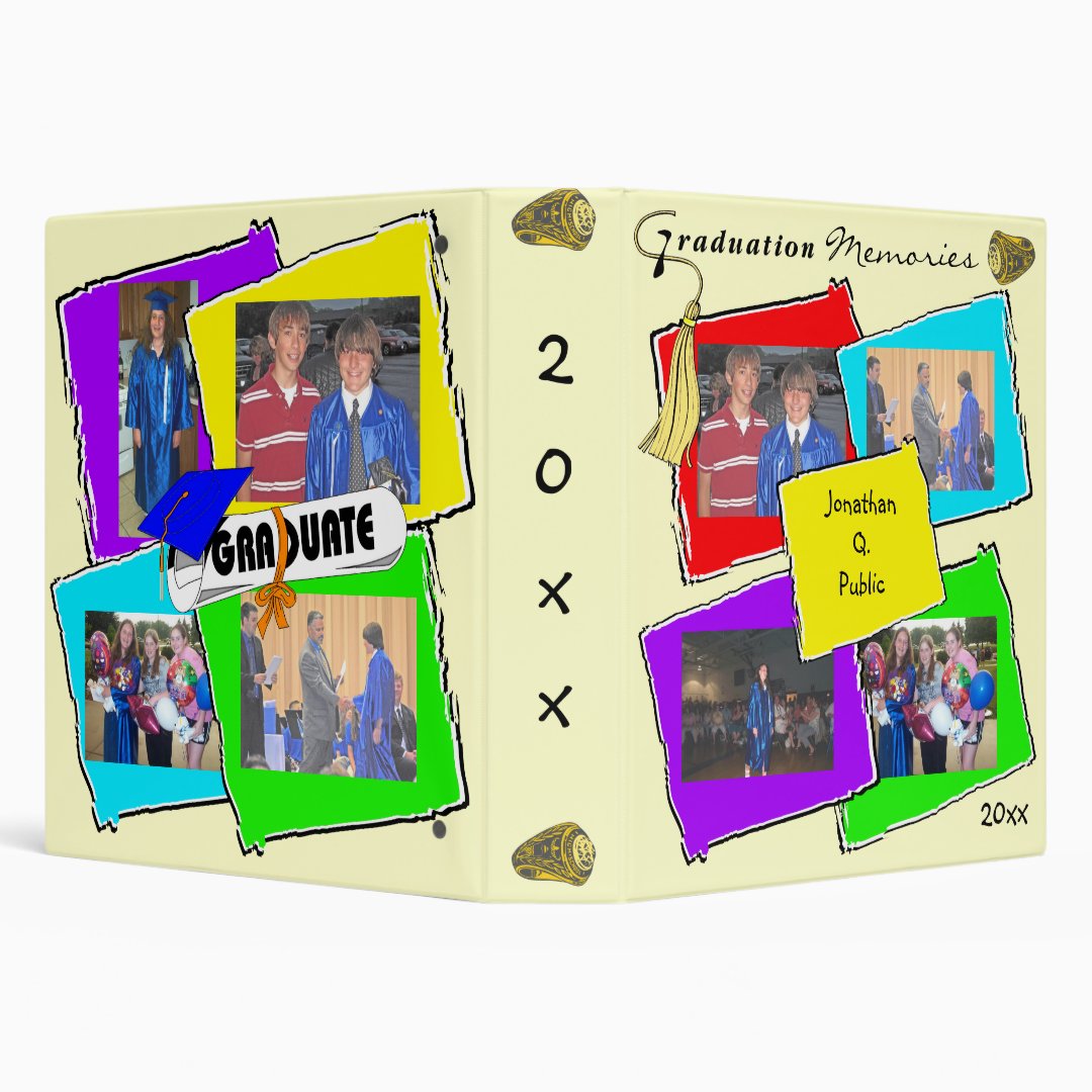 Colorful Graduation Memories Gold Tassel Binder | Zazzle