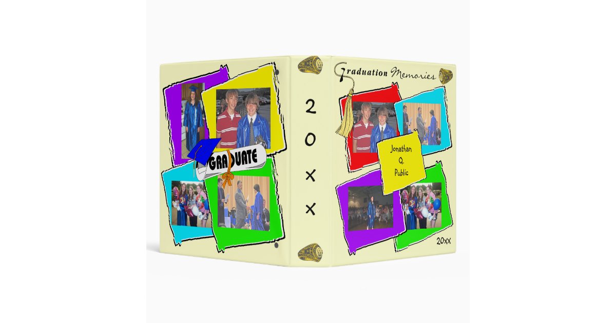 Colorful Graduation Memories Gold Tassel Binder | Zazzle