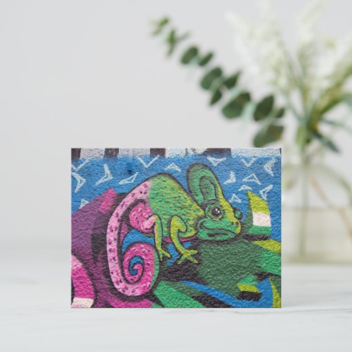 Colorful Graffiti Chameleon Postcard | Zazzle
