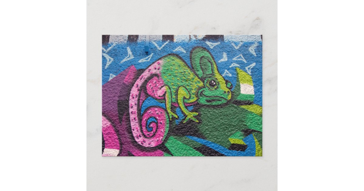 Colorful Graffiti Chameleon Postcard | Zazzle