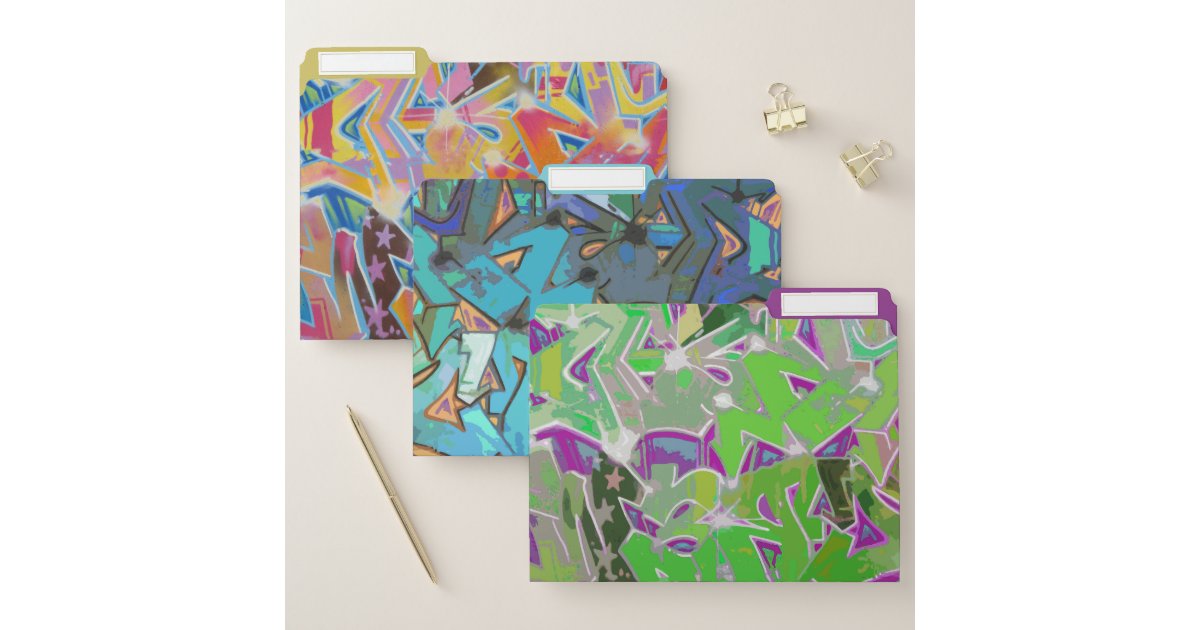 Colorful Graffiti Design File Folders Set | Zazzle