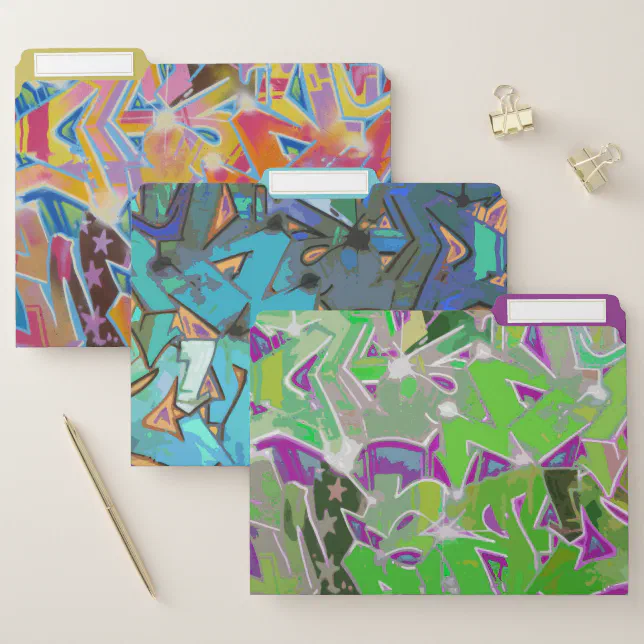Colorful Graffiti Design File Folders Set | Zazzle