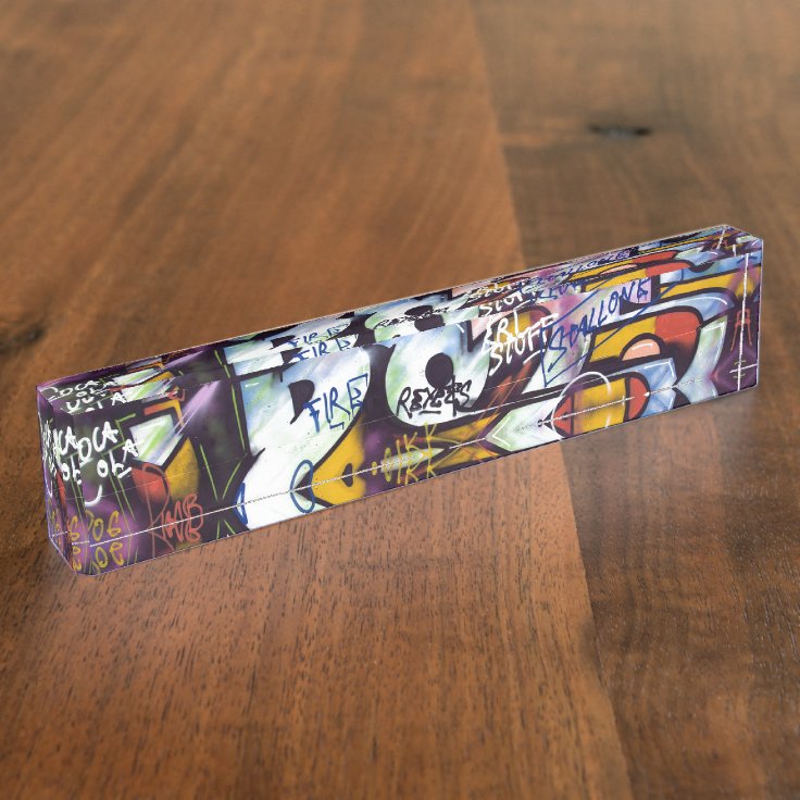 Colorful Graffiti Words Desk Name Plate | Zazzle