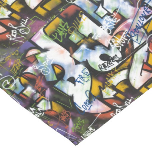 Colorful Graffiti Words Short Table Runner | Zazzle