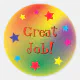 Colorful Great Job Motivational Kid's Classic Round Sticker | Zazzle