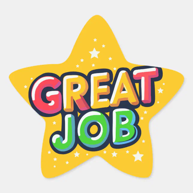 Colorful Great Job Star-Shaped Achievement Kids Star Sticker | Zazzle