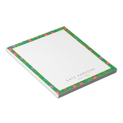 Colorful Green Floral Pattern Notepad | Zazzle