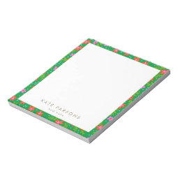 Colorful Green Floral Pattern Notepad | Zazzle