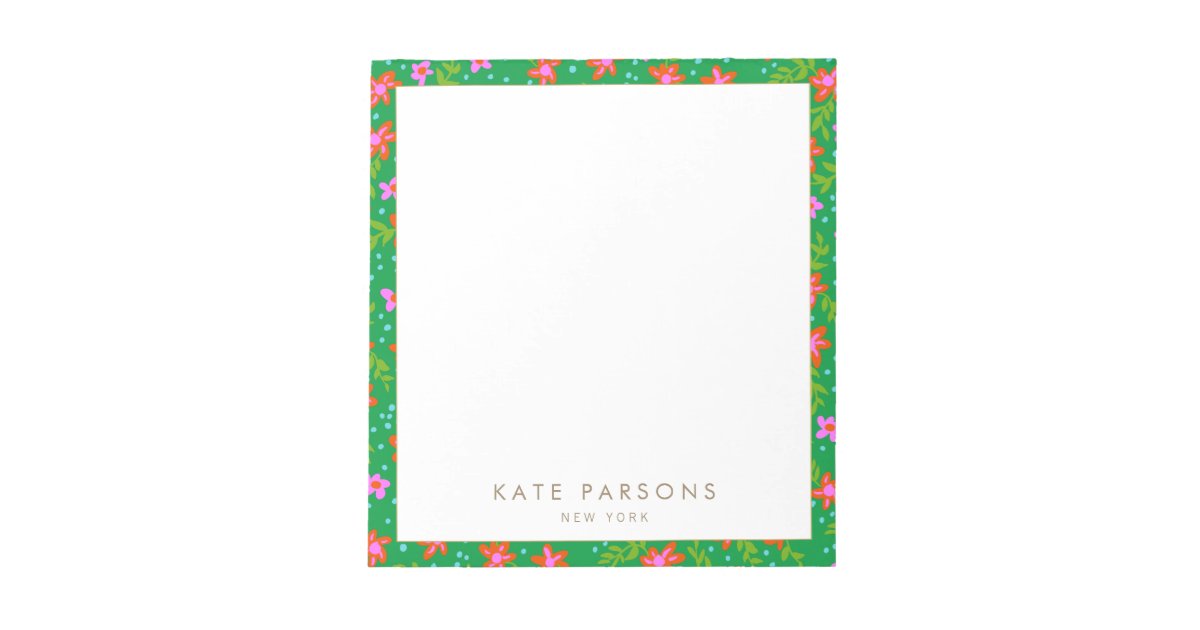 Colorful Green Floral Pattern Notepad | Zazzle