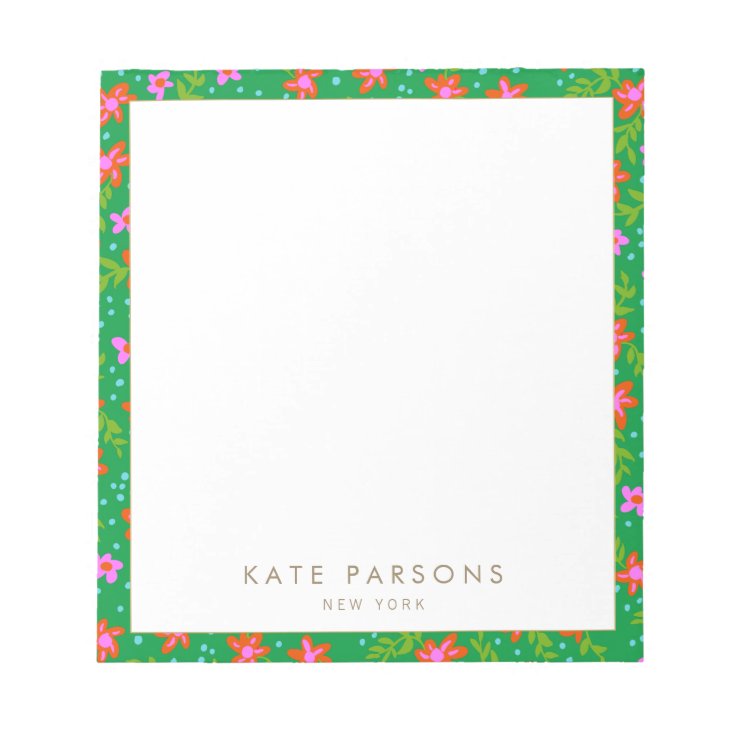 Colorful Green Floral Pattern Notepad | Zazzle