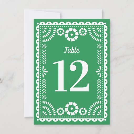 Colorful Green Papel Picado Wedding Table Number | Zazzle