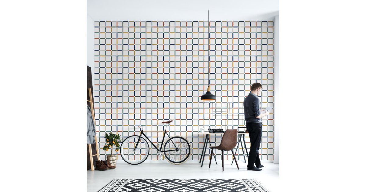 Colorful Grid with Negative Space Impressionist Wallpaper | Zazzle