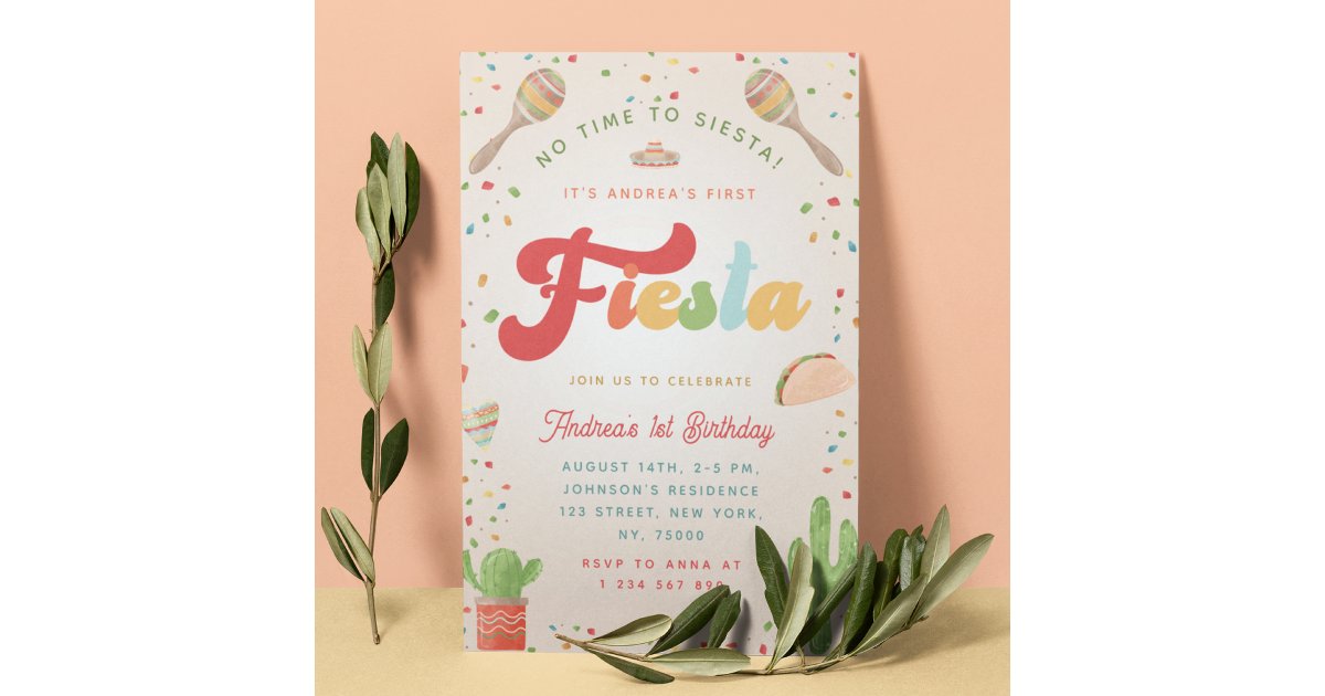 Colorful Groovy Fiesta 1st Birthday Gender Neutral Invitation | Zazzle