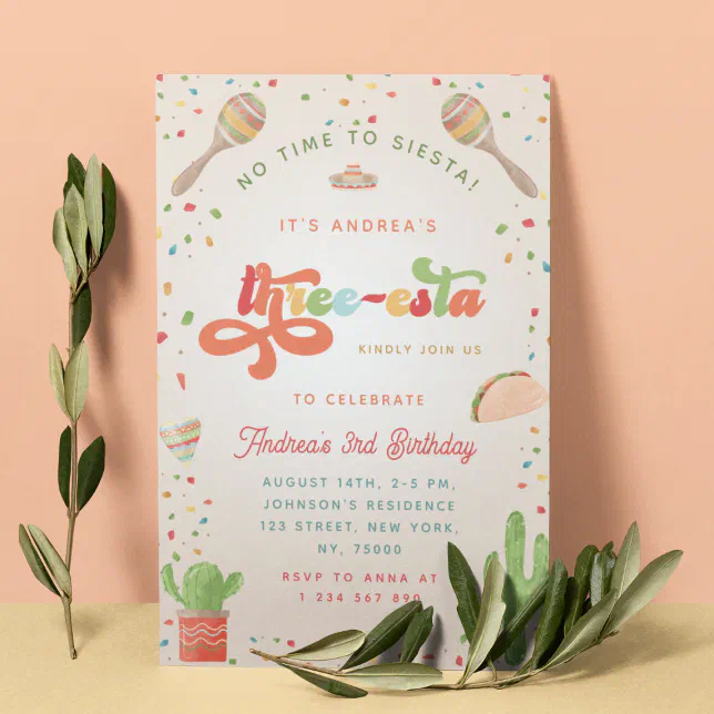 Colorful Groovy Fiesta 3rd Birthday Gender Neutral Invitation | Zazzle