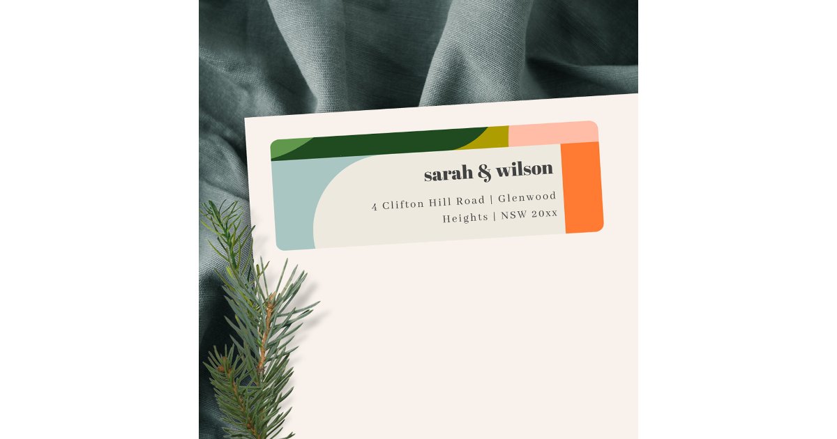 Colorful Groovy Retro Arch Bold Abstract Address Label | Zazzle