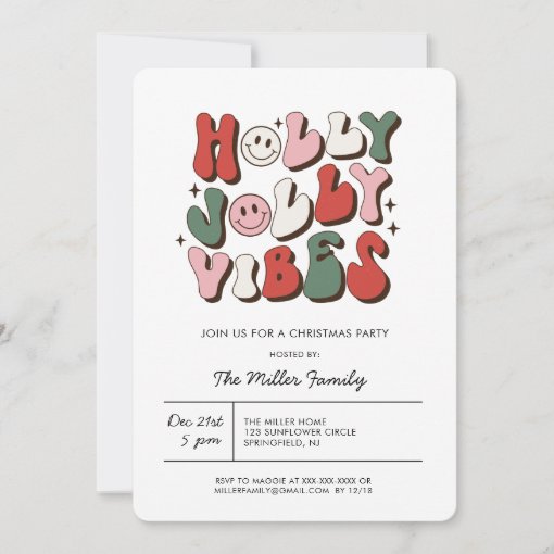Colorful Groovy Retro Christmas Party Invitation | Zazzle