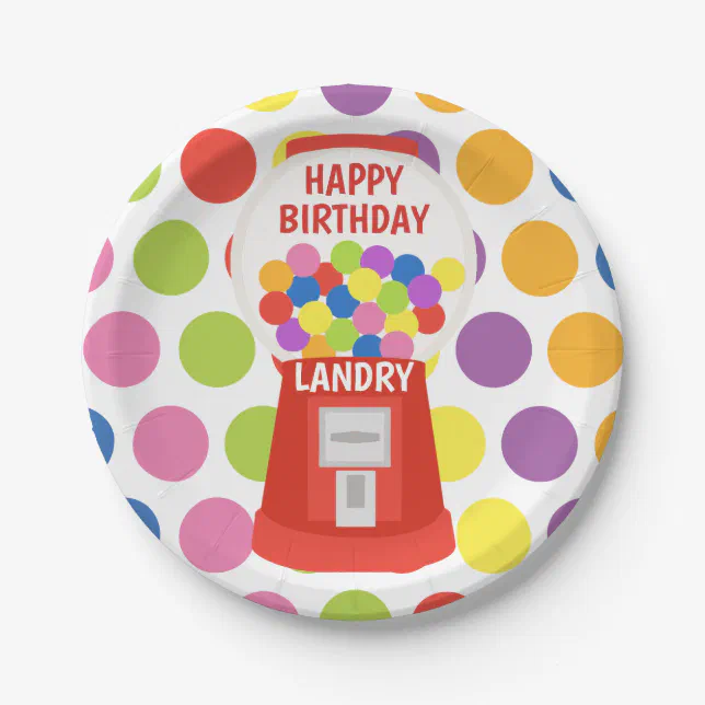 Colorful Gumballs Personalized Party Plates | Zazzle