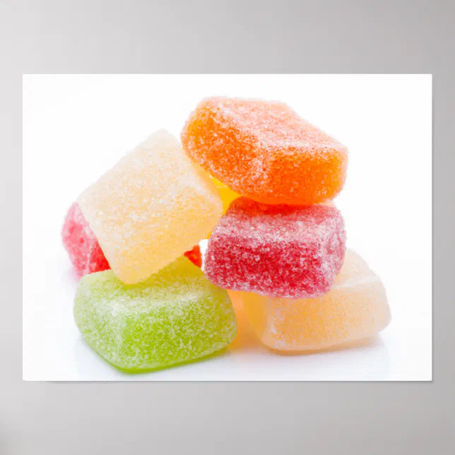 Colorful Gummy Square Sweets Poster | Zazzle