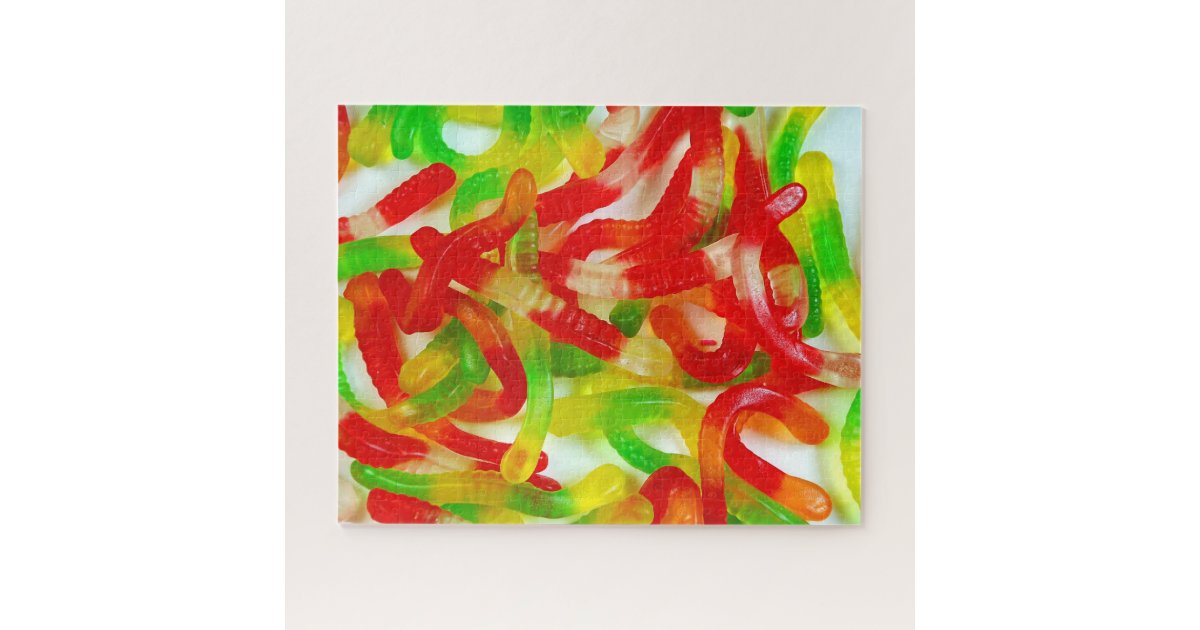 Colorful gummy worm candy jigsaw puzzle | Zazzle