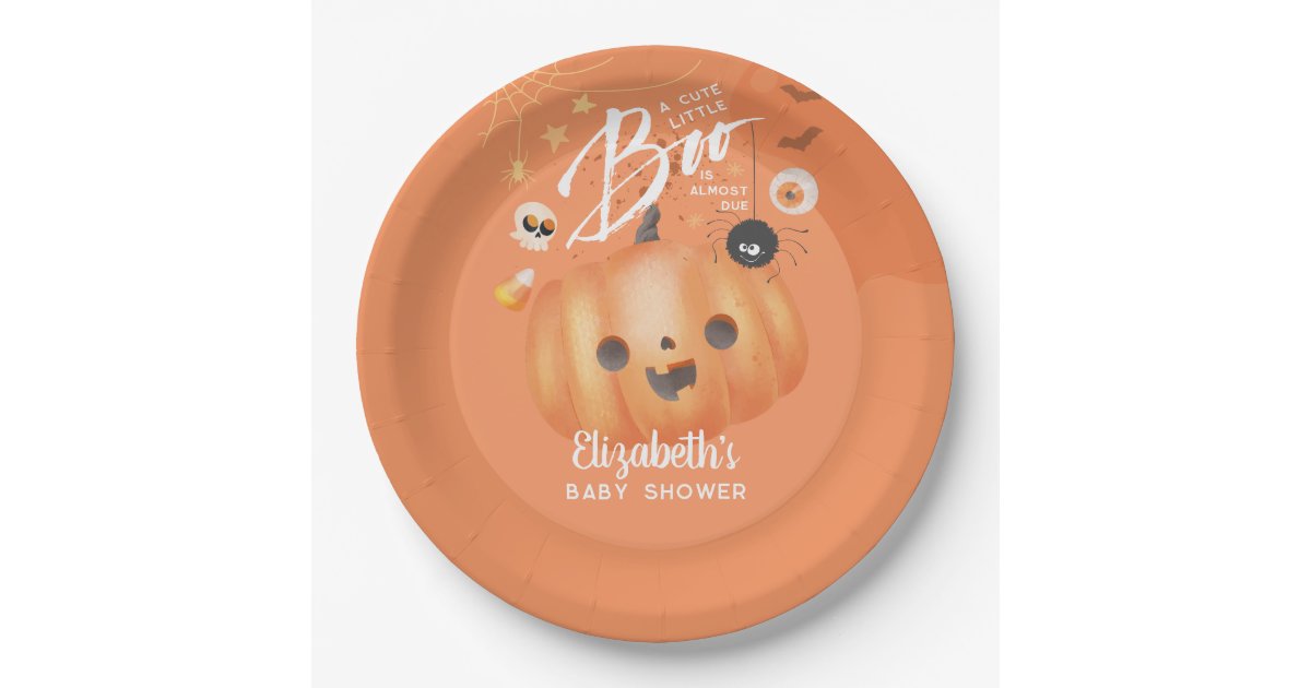 Colorful Halloween Baby Shower Boo Themed Paper Plates | Zazzle