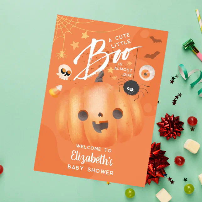 Colorful Halloween Baby Shower Boo Themed Poster | Zazzle