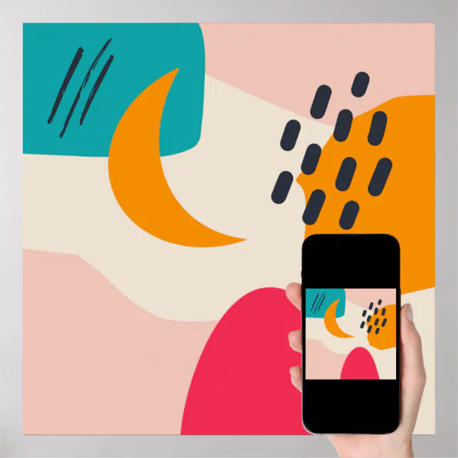 Colorful Hand Drawn Organic Shape Modern Art Poster | Zazzle