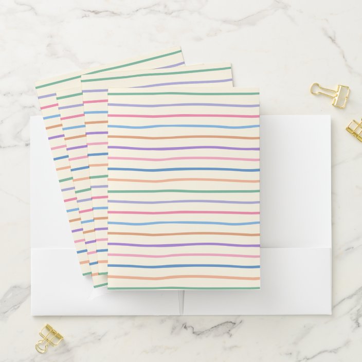 Colorful Hand Drawn Stripe Pattern Pocket Folder | Zazzle.com