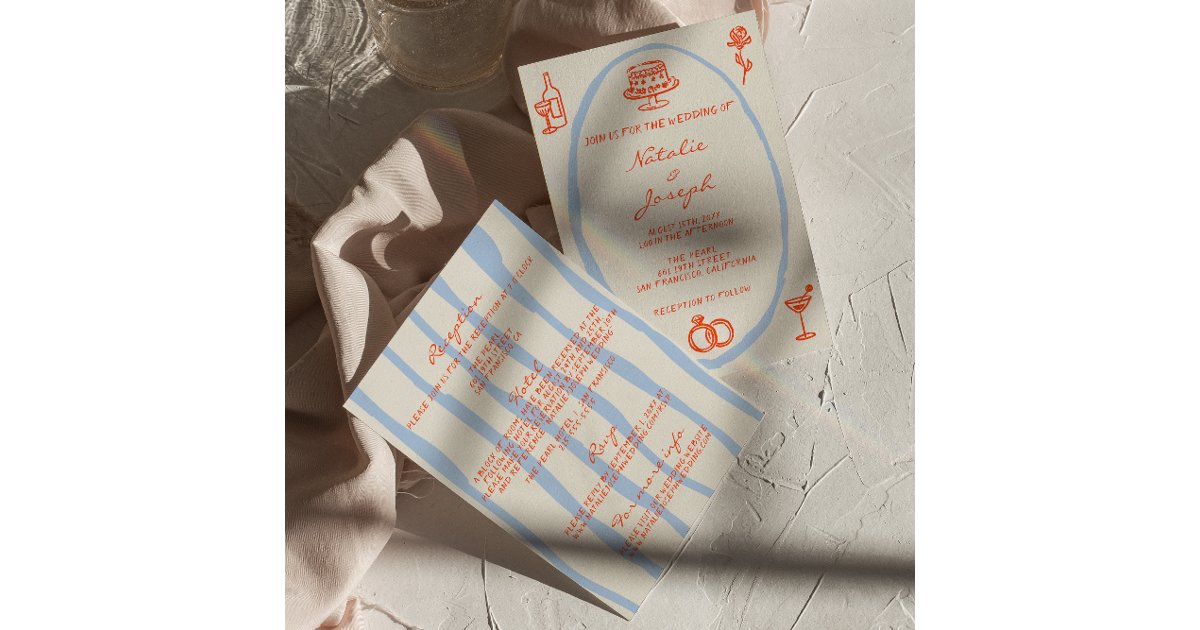 Colorful Hand Written Painted All In One Wedding Invitation | Zazzle