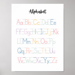 Colorful Handwritten Alphabet Educational Poster | Zazzle