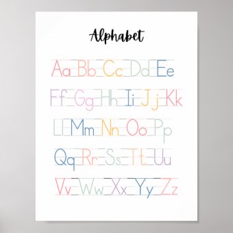 Colorful Handwritten Alphabet Educational Poster | Zazzle