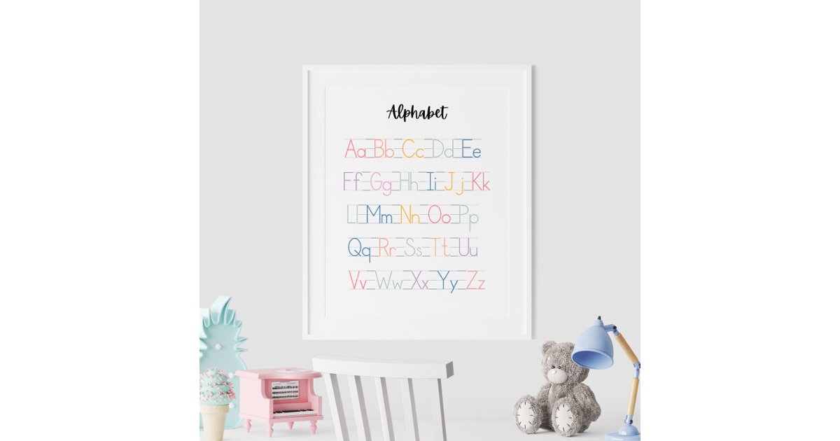 Colorful Handwritten Alphabet Educational Poster | Zazzle