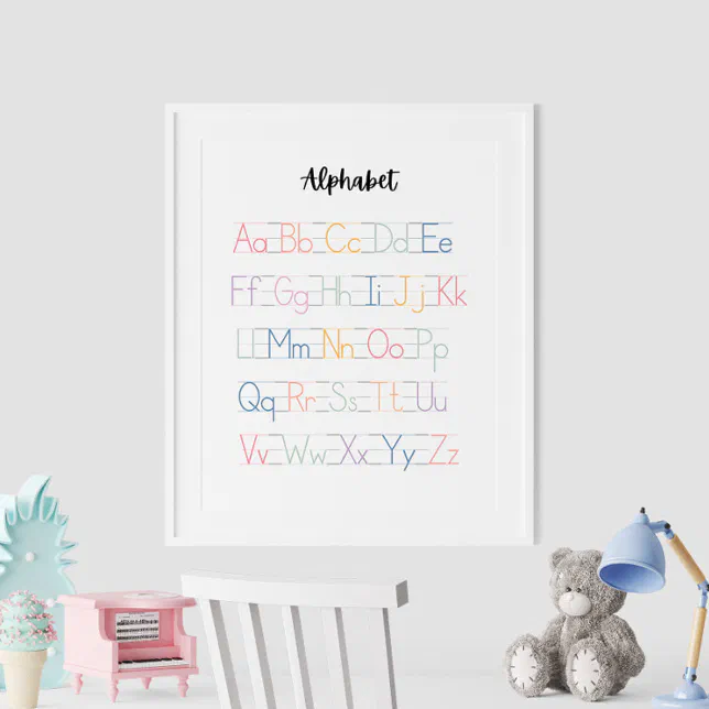 Colorful Handwritten Alphabet Educational Poster | Zazzle