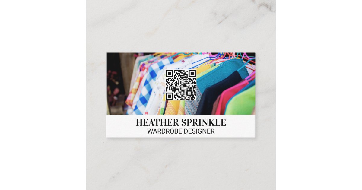 Colorful Hanging Clothes | QR Code Business Card | Zazzle