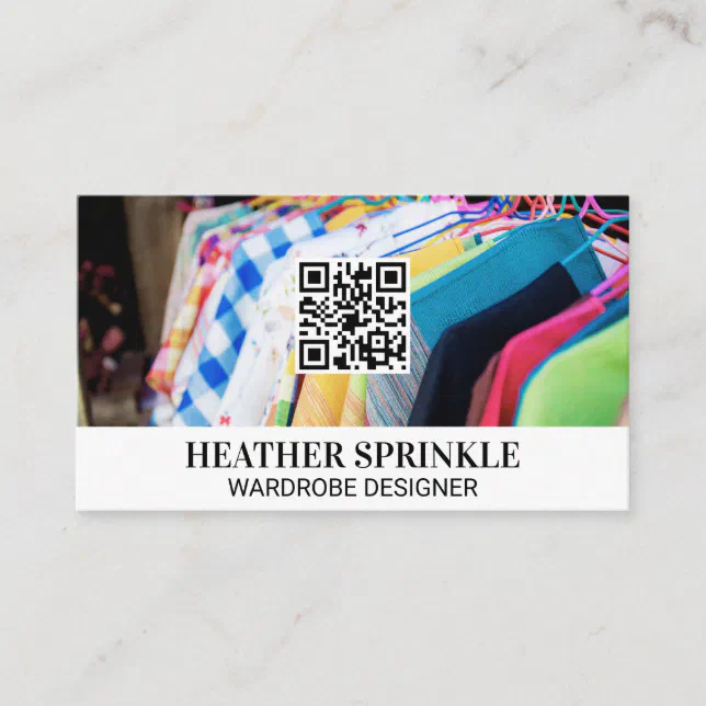 Colorful Hanging Clothes | QR Code Business Card | Zazzle